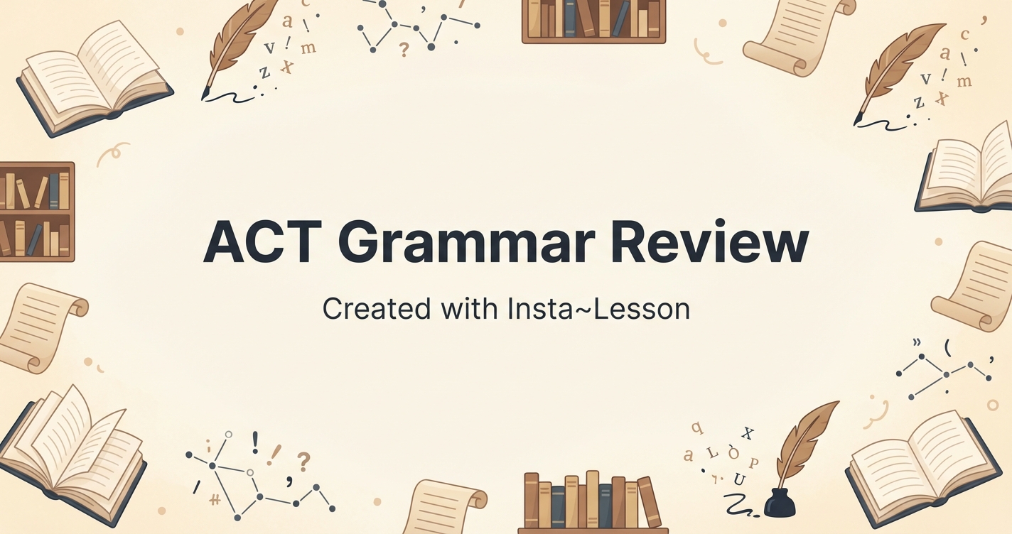 Act Grammar Review Lesson Plan for Grade 11th Grade | Free ELA Lesson