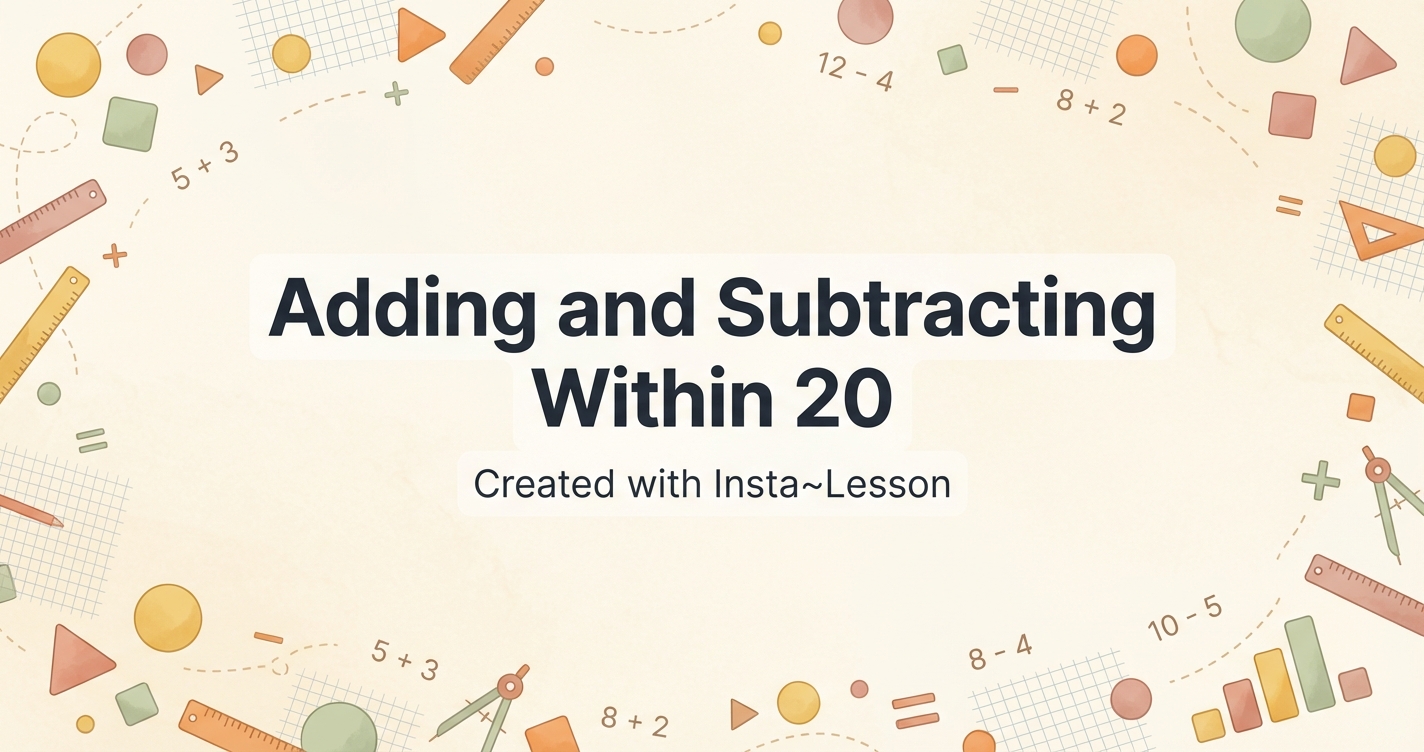 Adding And Subtracting Within 20 Lesson Plan for Grade 1st Grade | Free ...