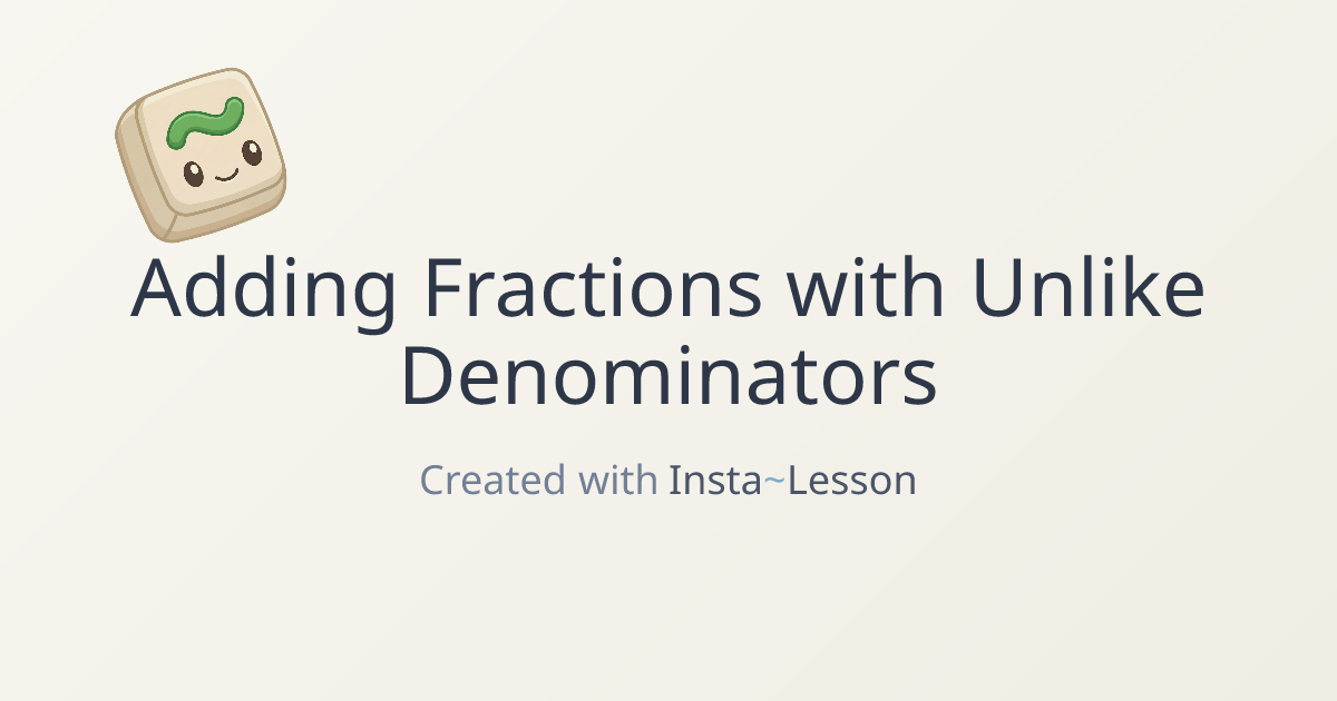 Adding Fractions With Unlike Denominators Lesson Plan for Grade 6 ...