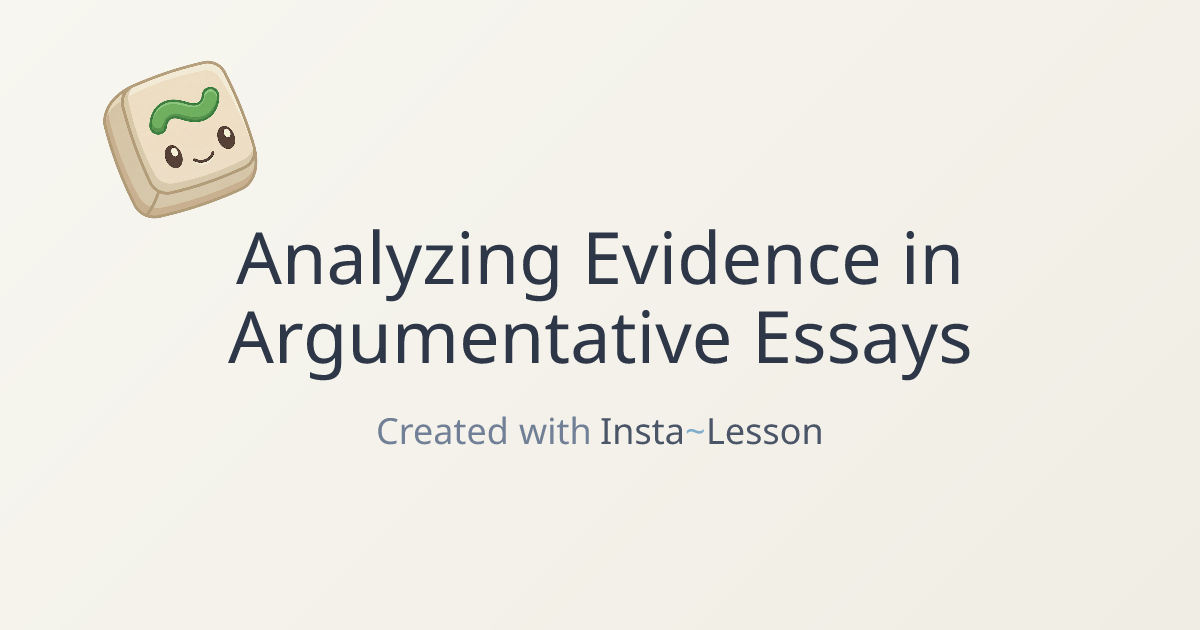 Analyzing Evidence In Argumentative Essays Lesson Plan for Grade ...