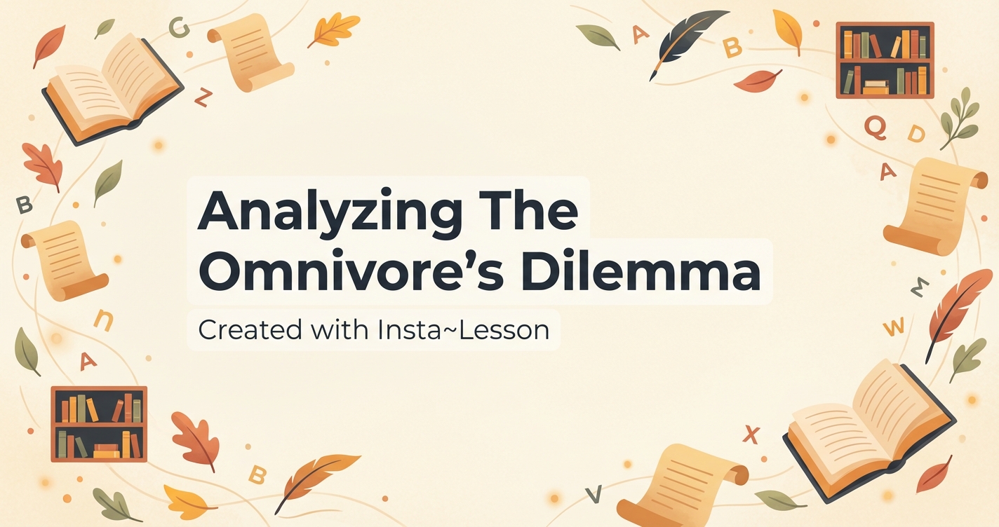 Analyzing The Omnivore's Dilemma Lesson Plan for Grade 8th Grade | Free ...