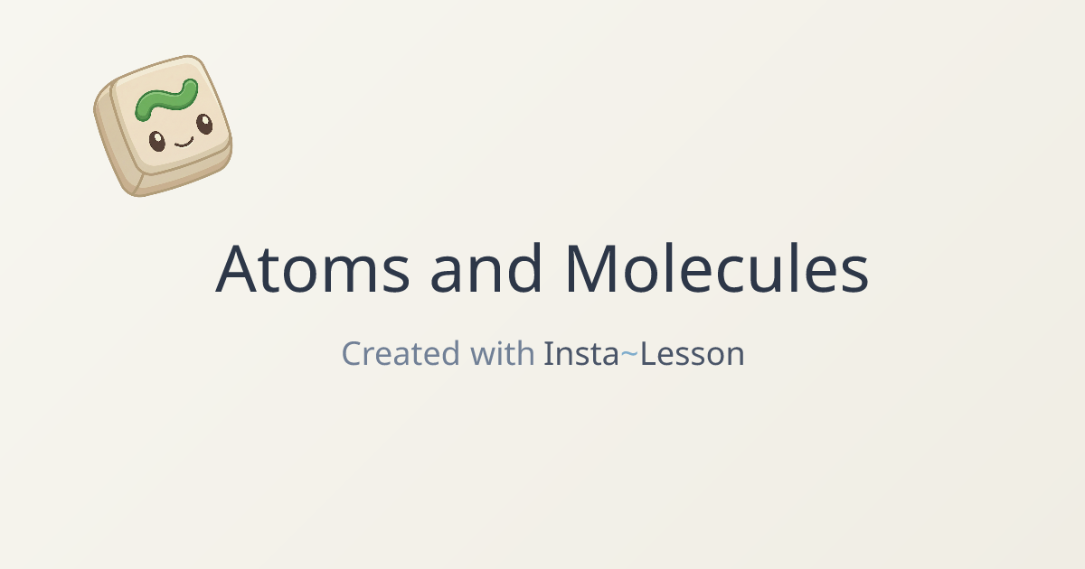 Atoms And Molecules Lesson Plan for Grade 6 | Free Science Lesson