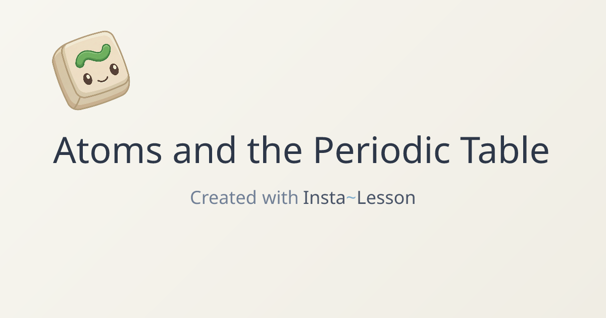 Atoms And The Periodic Table Lesson Plan for Grade 8 | Free Science Lesson