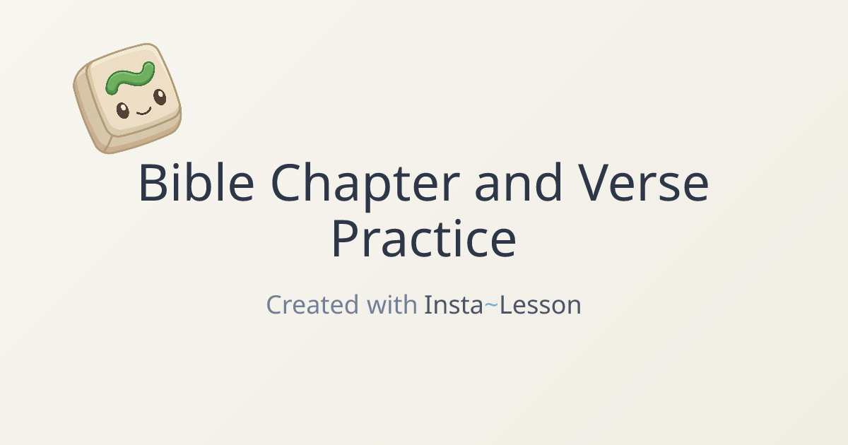Bible Chapter And Verse Practice Lesson Plan for Grade 4 | Free Other ...