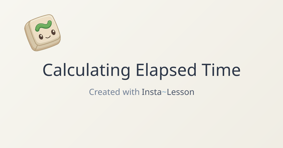 Calculating Elapsed Time Lesson Plan for Grade 3rd Grade | Free Math Lesson