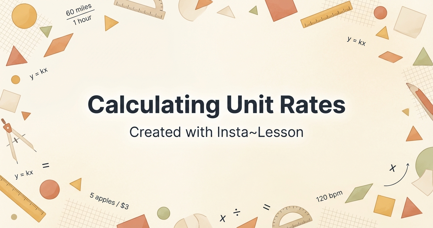 Calculating Unit Rates Lesson Plan for Grade 7th Grade | Free Math Lesson