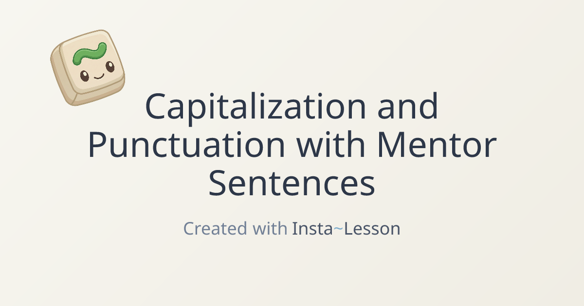 Capitalization And Punctuation With Mentor Sentences Lesson Plan for ...