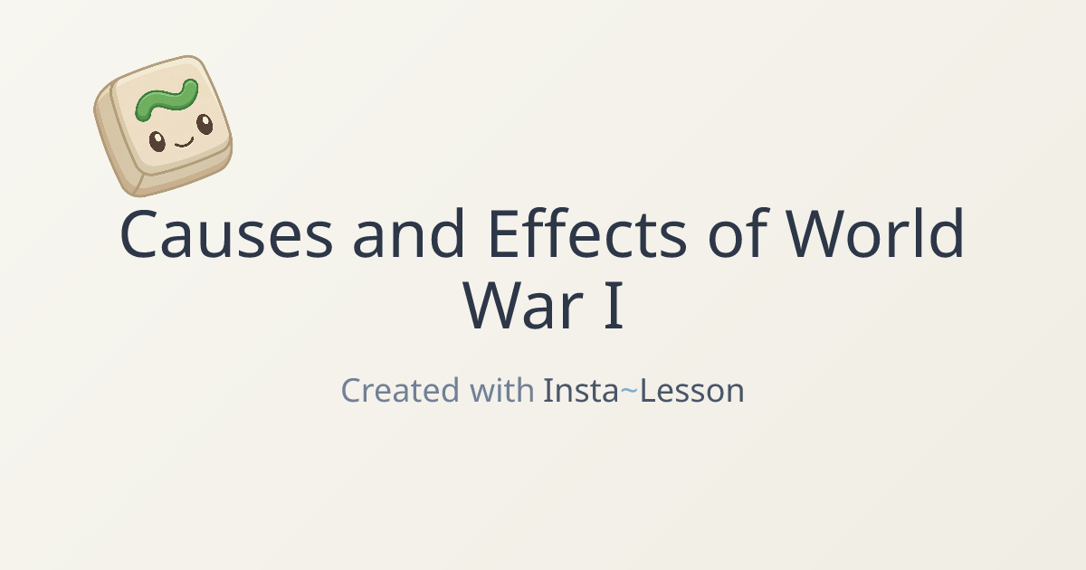Causes And Effects Of World War I Lesson Plan for Grade 10 | Free ...