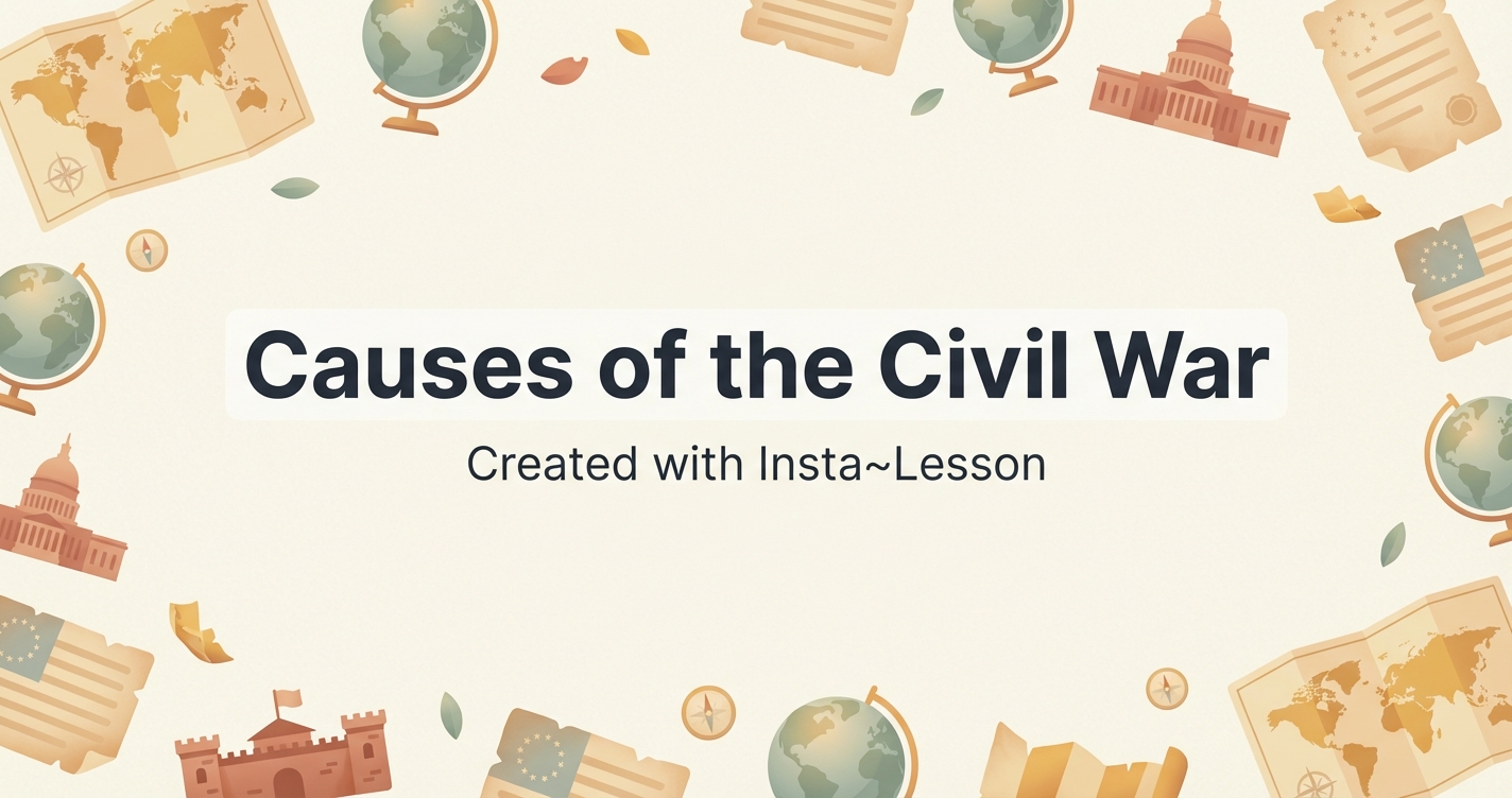 Causes Of The Civil War Lesson Plan for Grade 4th Grade | Free Social ...