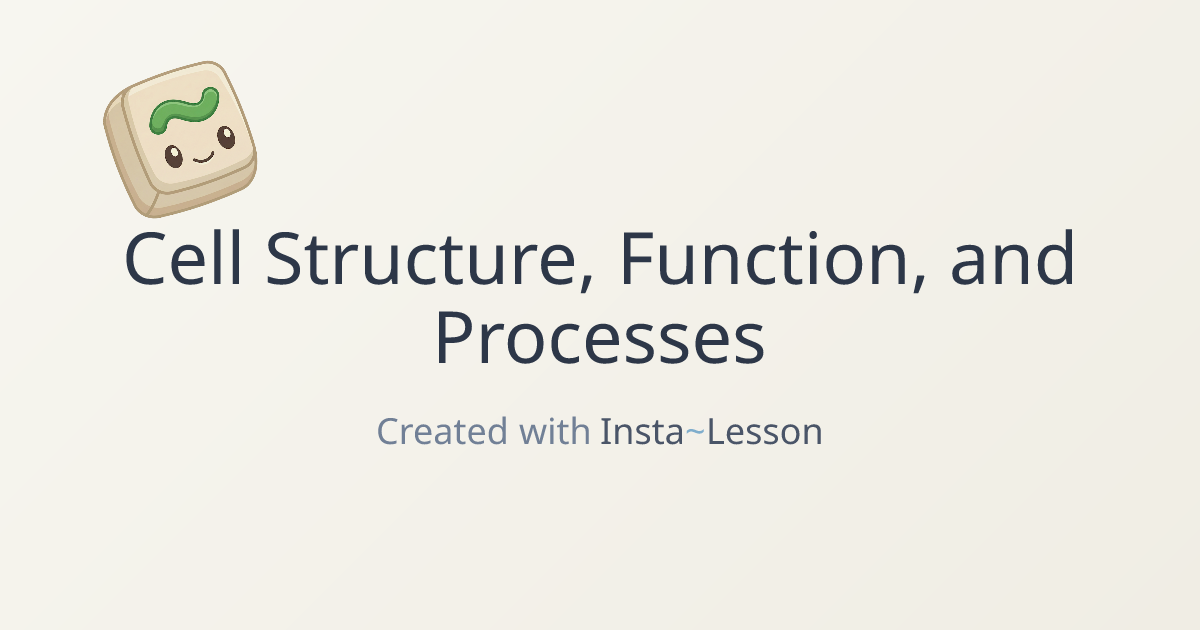 Cell Structure, Function, And Processes Lesson Plan for Grade 9 | Free ...