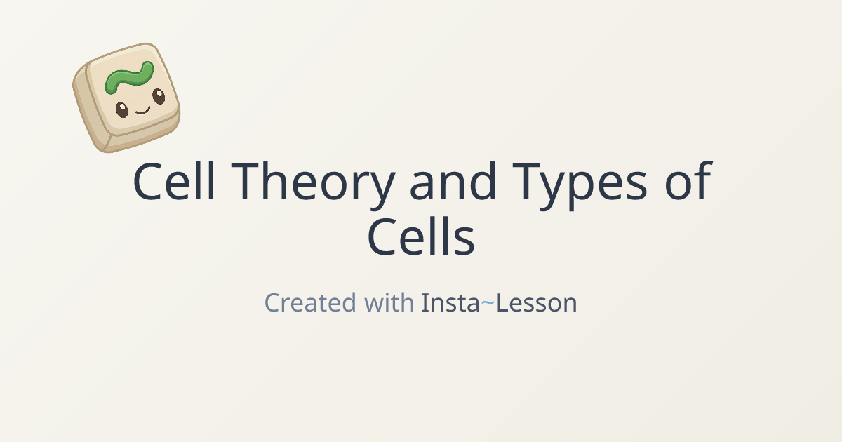 Cell Theory And Types Of Cells Lesson Plan for Grade 9th Grade | Free ...