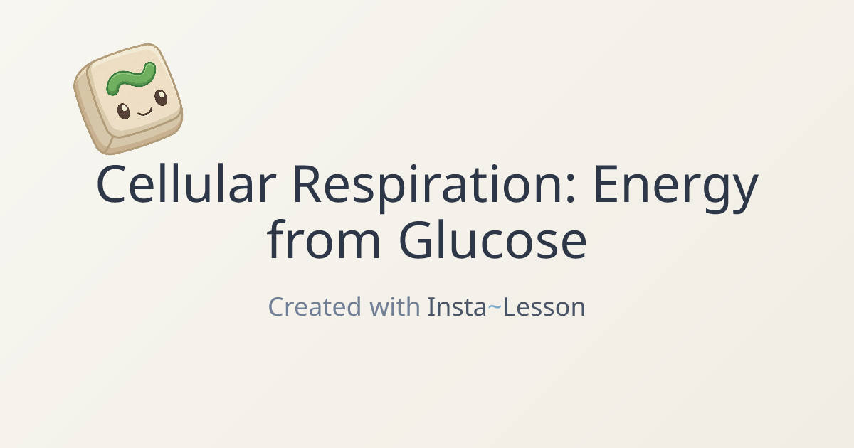 Cellular Respiration: Energy From Glucose Lesson Plan for Grade 7th ...