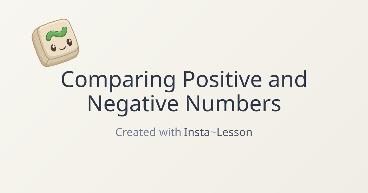 Comparing Positive And Negative Numbers Lesson Plan for Grade 6 | Free ...