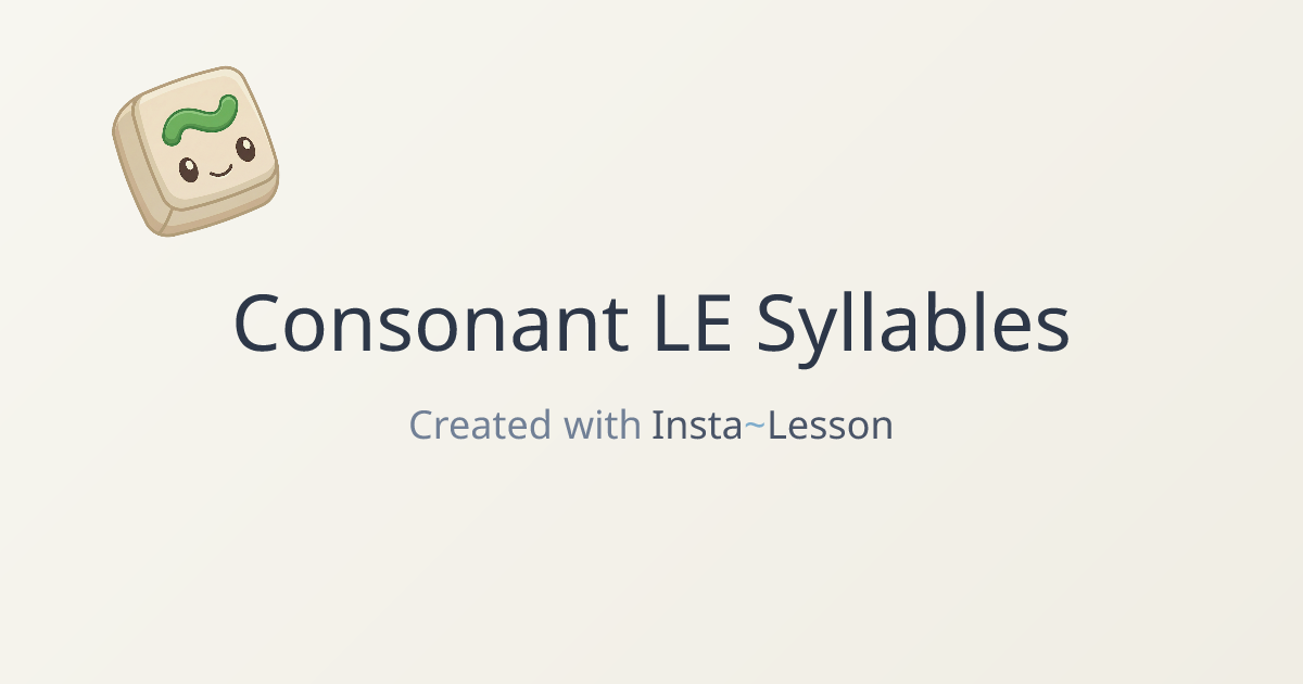 Consonant Le Syllables Lesson Plan for Grade 2 | Free ELA Lesson