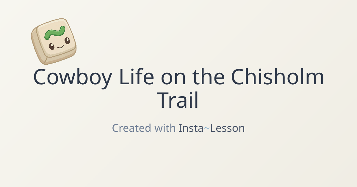 Cowboy Life On The Chisholm Trail Lesson Plan for Grade 3rd Grade ...