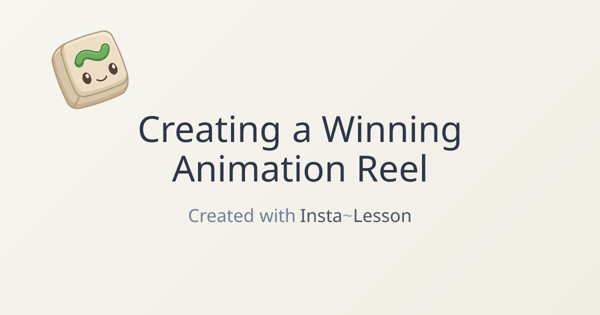 Creating A Winning Animation Reel Lesson Plan for Grade 11th Grade ...