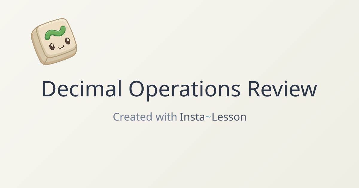 Decimal Operations Review Lesson Plan for Grade 6 | Free Math Lesson