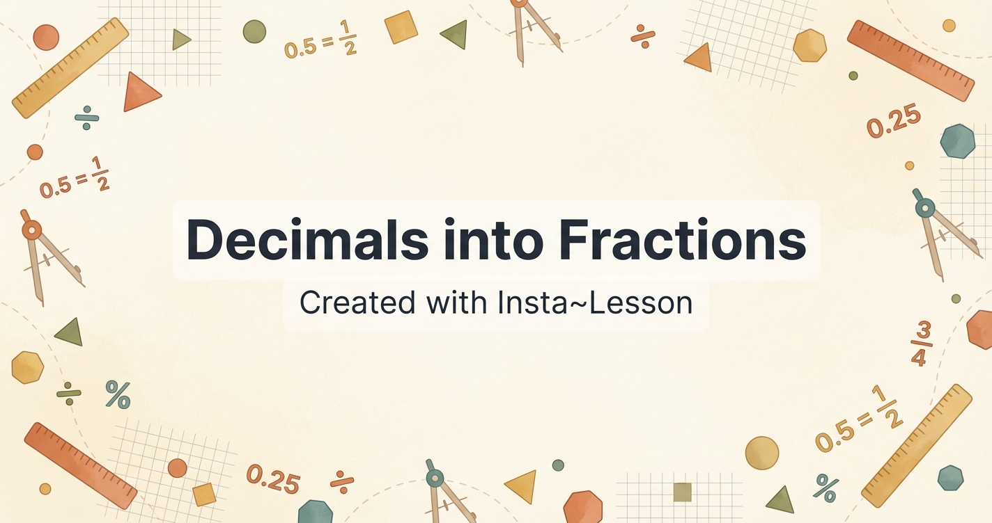 Decimals Into Fractions Lesson Plan for Grade 5th Grade | Free Math Lesson