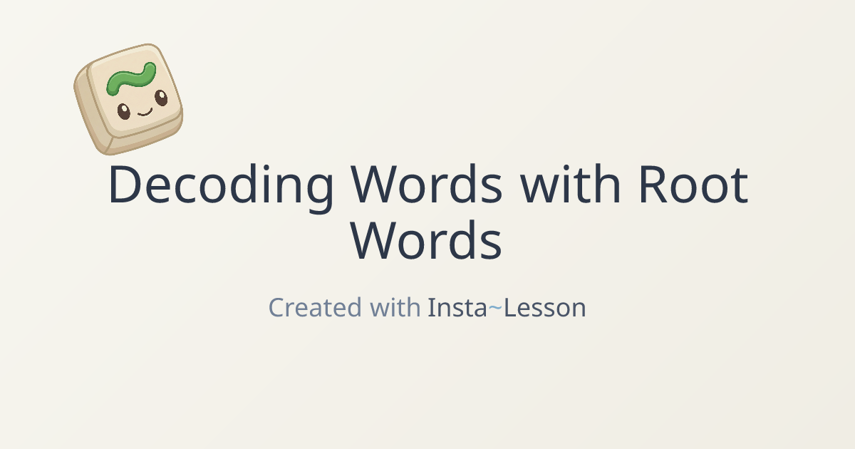 Decoding Words With Root Words Lesson Plan for Grade 9th Grade | Free ...