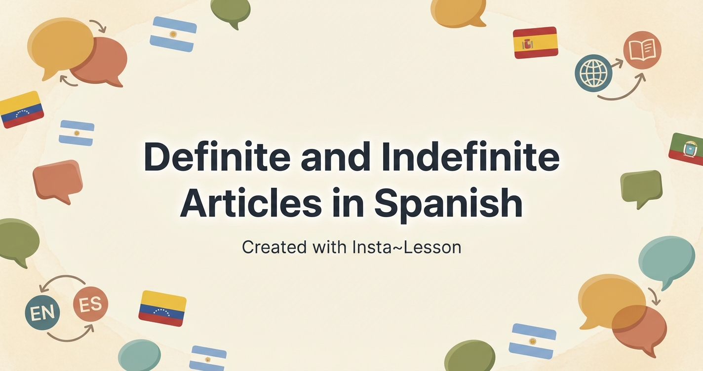 Definite And Indefinite Articles In Spanish Lesson Plan for Grade 8th ...