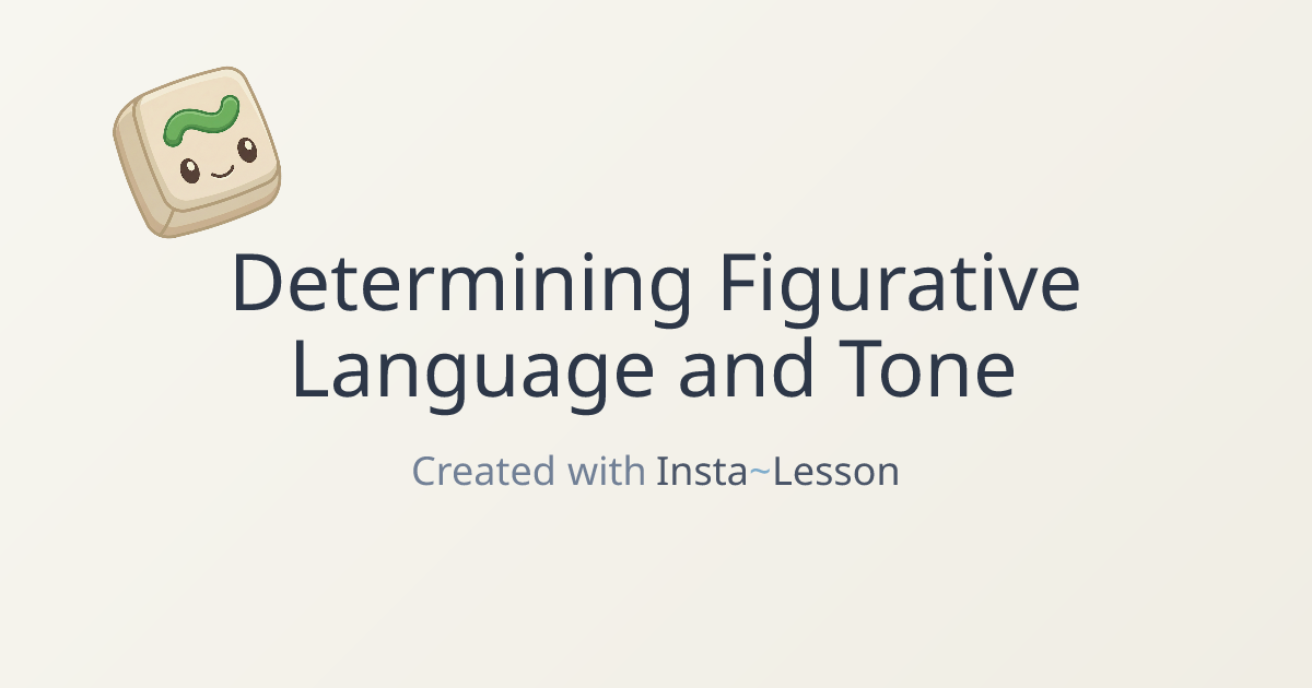 Determining Figurative Language And Tone Lesson Plan for Grade 4 | Free ...