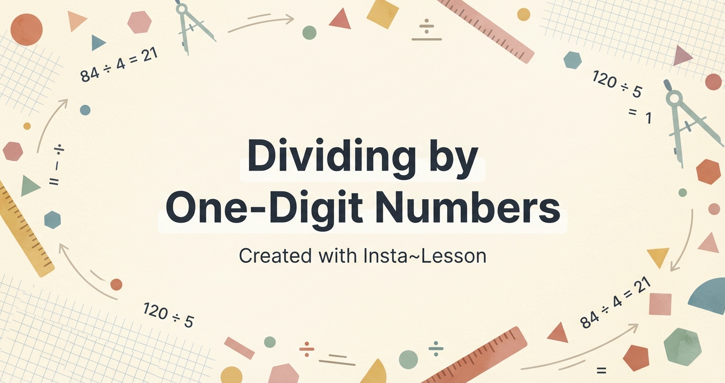 Dividing By One-digit Numbers Lesson Plan for Grade 4th Grade | Free ...