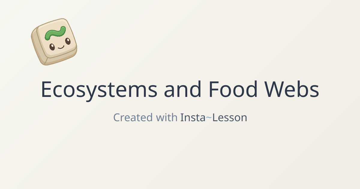 Ecosystems And Food Webs Lesson Plan for Grade 9 | Free Science Lesson