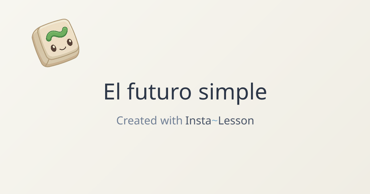 El Futuro Simple Lesson Plan for Grade 9th Grade | Free World Languages ...