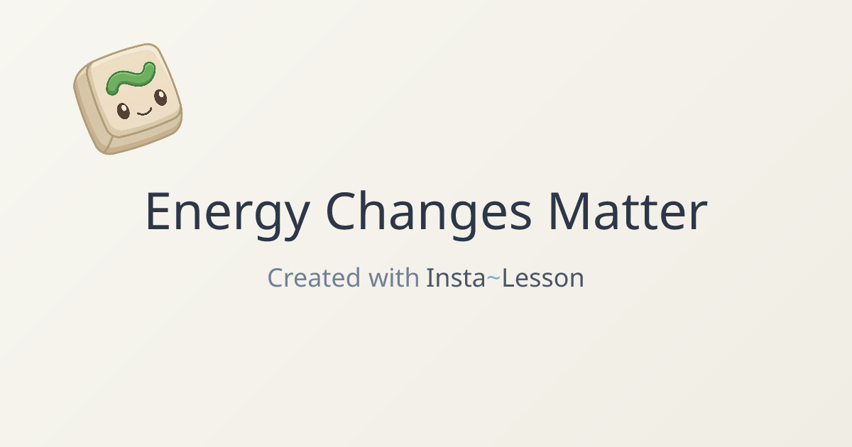 Energy Changes Matter Lesson Plan for Grade 4th Grade | Free Science Lesson