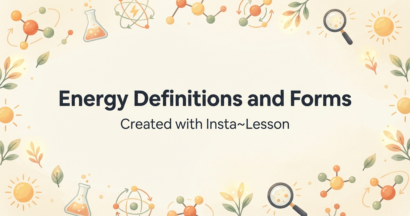 Energy Definitions And Forms Lesson Plan for Grade 4th Grade | Free ...