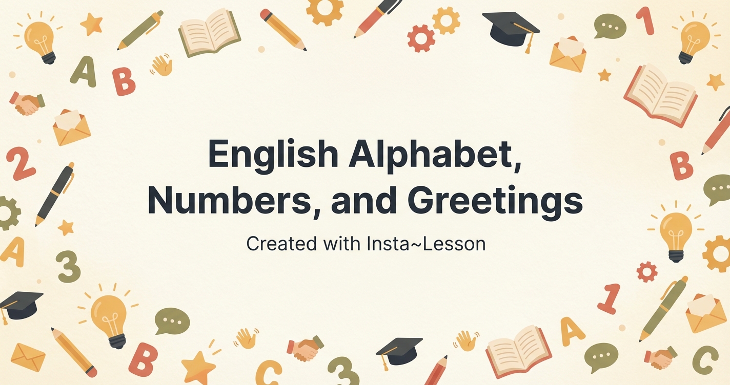 English Alphabet, Numbers, And Greetings Lesson Plan for Grade Adult ...