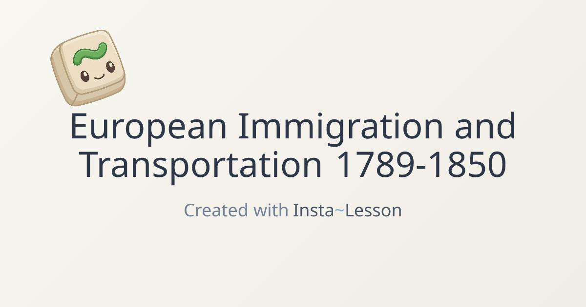 European Immigration And Transportation 1789-1850 Lesson Plan for Grade ...