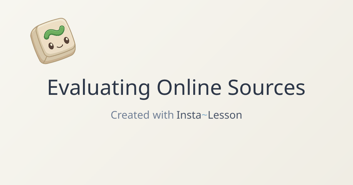 Evaluating Online Sources Lesson Plan for Grade 11th Grade | Free ...