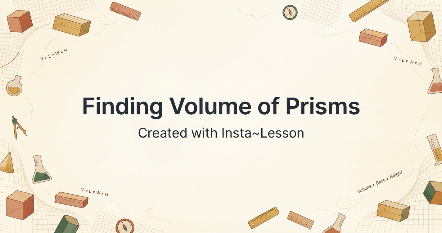 Finding Volume Of Prisms Lesson Plan for Grade 5th Grade | Free Math Lesson