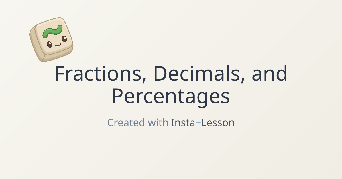 Fractions, Decimals, And Percentages Lesson Plan for Grade 6 | Free ...