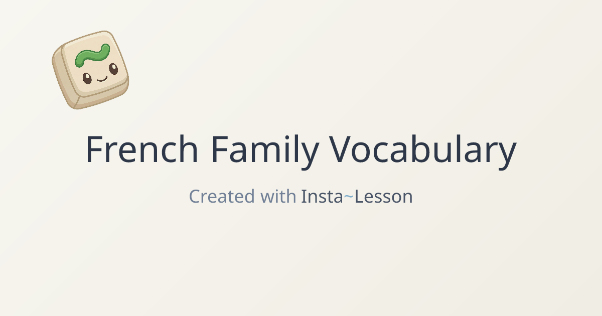 French Family Vocabulary Lesson Plan for Grade Unknown Grade | Free ...