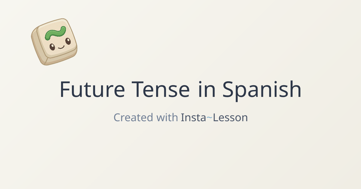 Future Tense In Spanish Lesson Plan for Grade 5 | Free World Languages ...