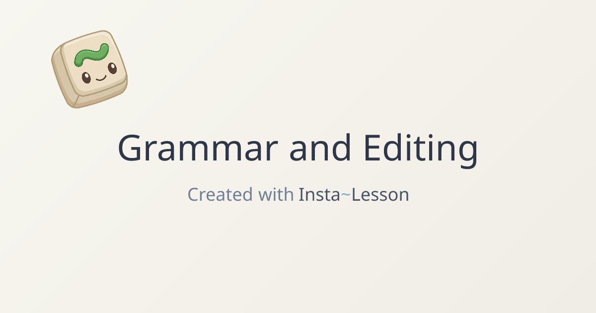 Grammar And Editing Lesson Plan for Grade 4 | Free ELA Lesson
