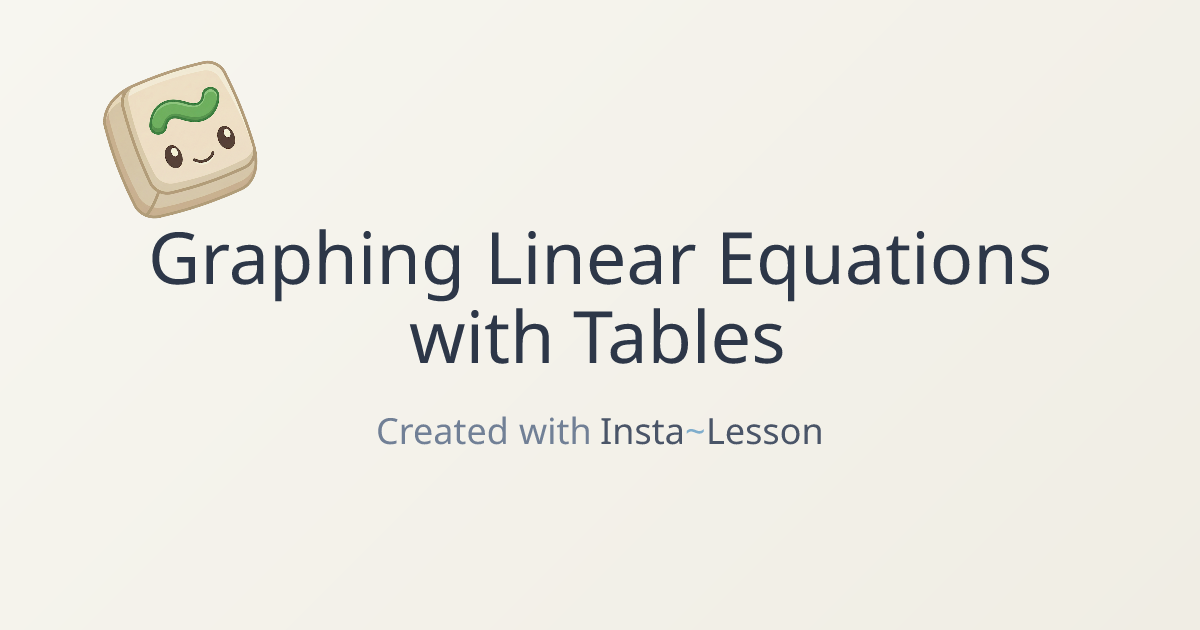 Graphing Linear Equations With Tables Lesson Plan for Grade 8th Grade ...