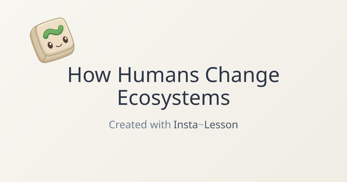 How Humans Change Ecosystems Lesson Plan for Grade 4th Grade | Free ...