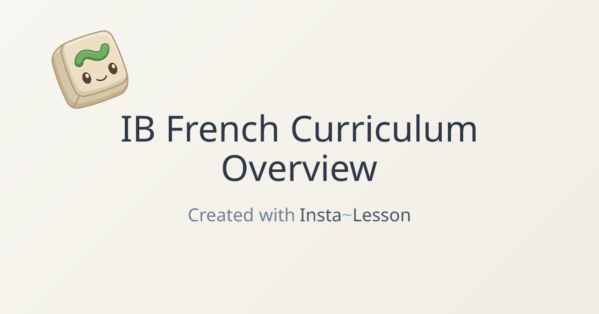 Ib French Curriculum Overview Lesson Plan for Grade Unknown Grade ...