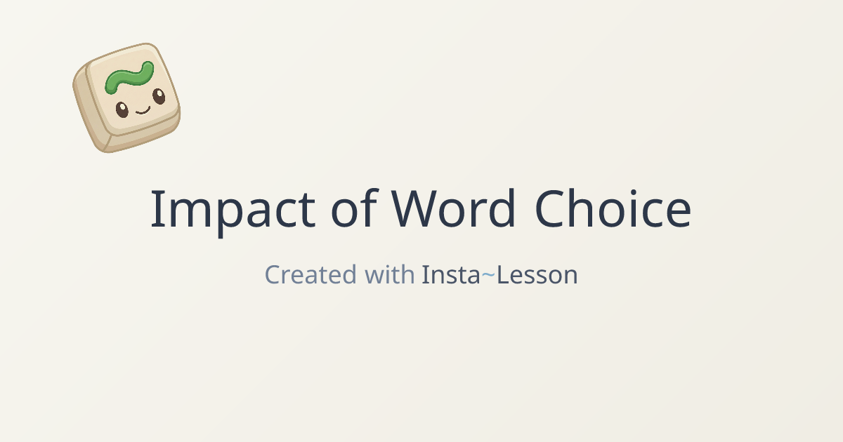 Impact Of Word Choice Lesson Plan for Grade 9th Grade | Free ELA Lesson