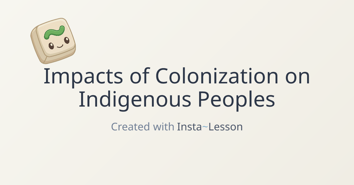 Impacts Of Colonization On Indigenous Peoples Lesson Plan for Grade ...