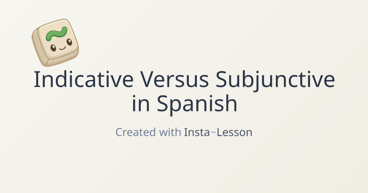 Indicative Versus Subjunctive In Spanish Lesson Plan for Grade 10 ...