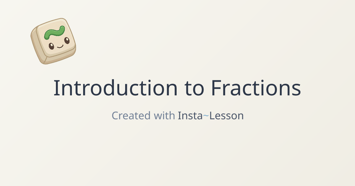 Introduction To Fractions Lesson Plan for Grade 4 | Free Math Lesson