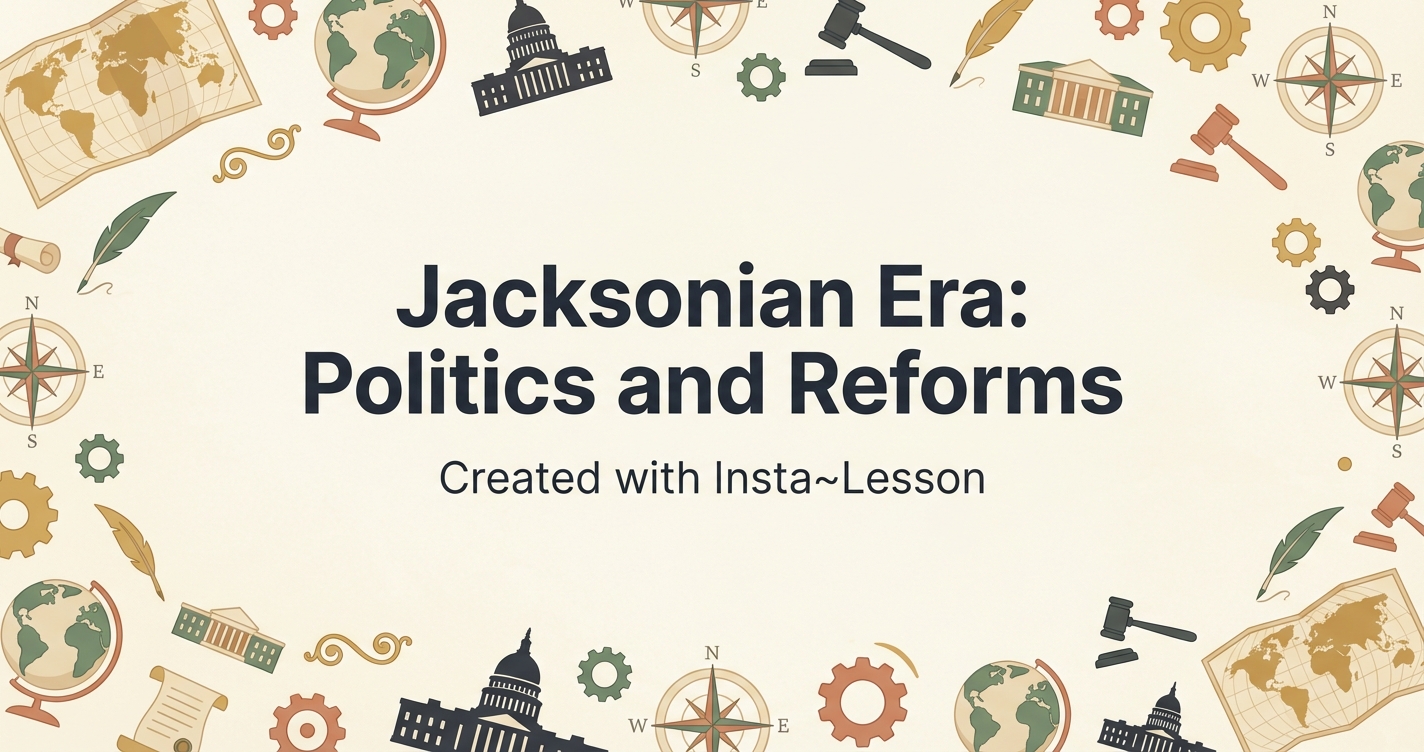Jacksonian Era: Politics And Reforms Lesson Plan for Grade 10th Grade ...