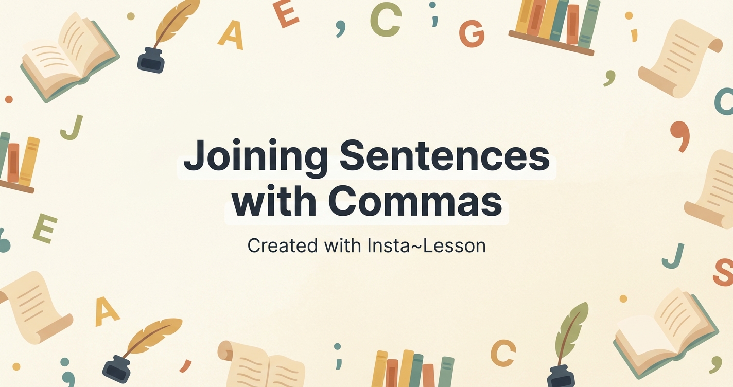 Joining Sentences With Commas Lesson Plan for Grade 9th Grade | Free ...