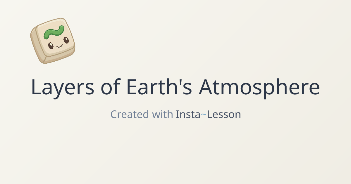 Layers Of Earth's Atmosphere Lesson Plan for Grade 11 | Free Science Lesson