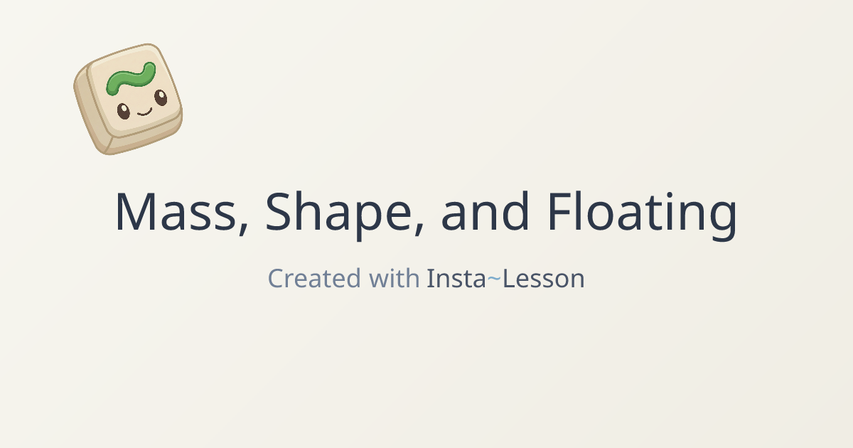 Mass, Shape, And Floating Lesson Plan for Grade 11th Grade | Free ...