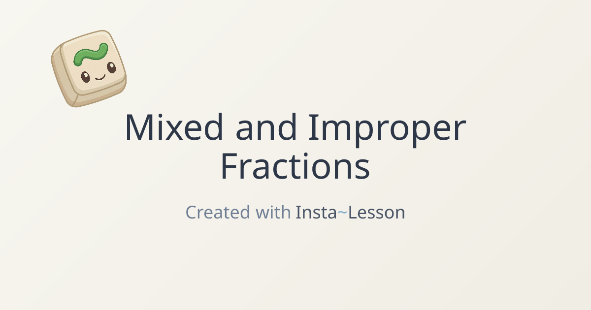 Mixed And Improper Fractions Lesson Plan for Grade 6 | Free Math Lesson